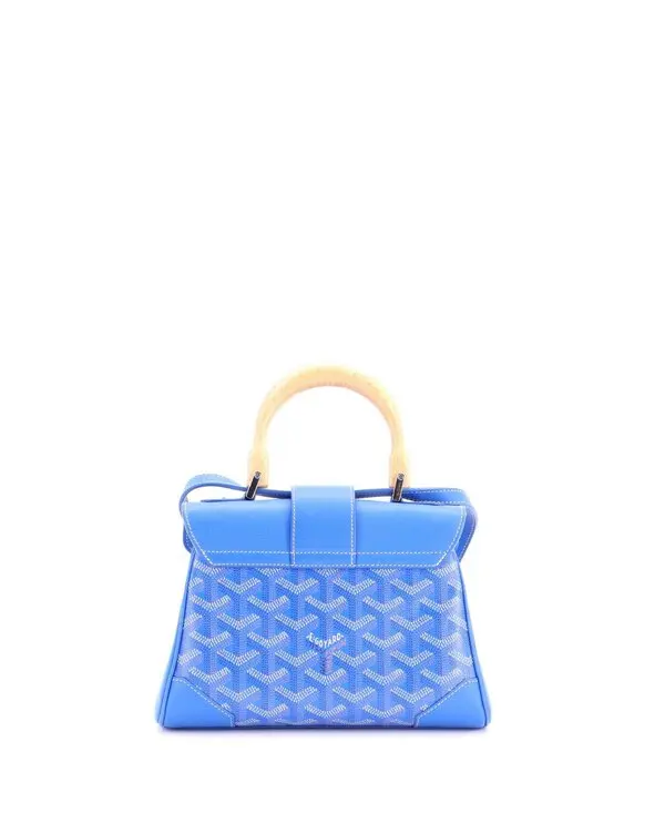 Goyard Mini Saigon Top Handle Bag Coated Canvas With Leather - Blue
