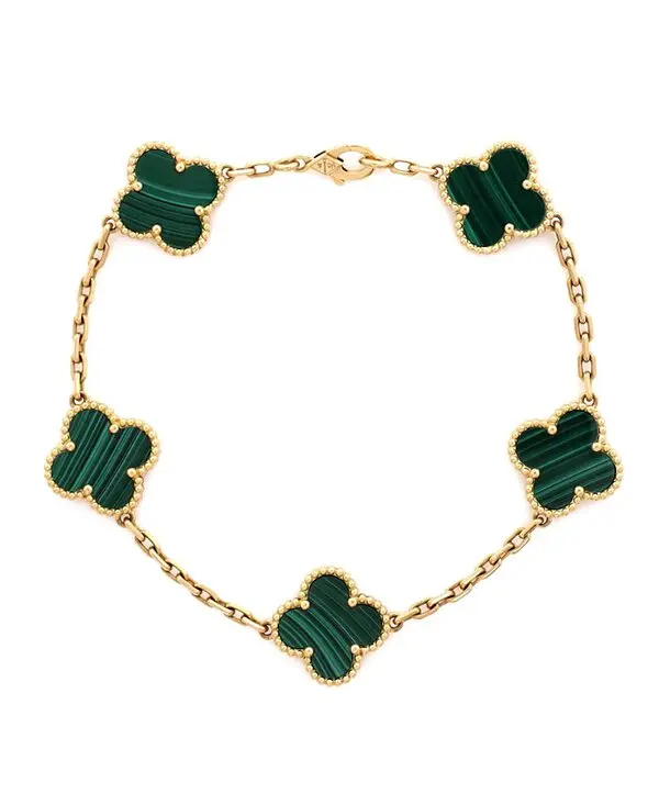 VAN CLEEF & ARPELS Vintage Alhambra 5 Motifs Bracelet 18k And Malachite - Gold