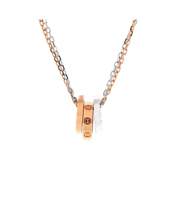 CARTIER Love 3 Ring Pendant Necklace - Pink/white