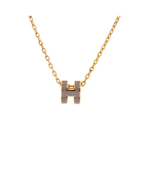 Hermès Mini Pop H Pendant Chain Necklace - Enamel Gold