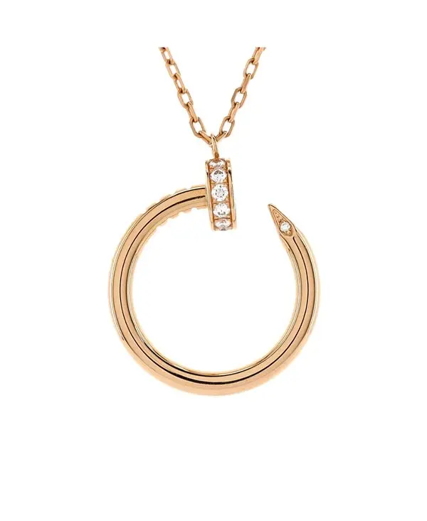 CARTIER Juste Un Clou Pendant Necklace 18k Rose Gold With Diamonds - Pink