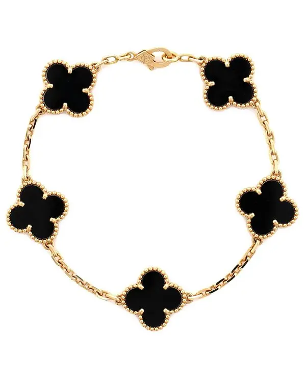 VAN CLEEF & ARPELS Vintage Alhambra 5 Motifs Bracelet 18k And Onyx - Gold