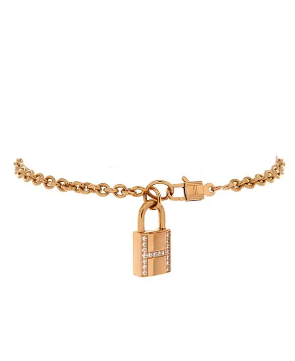 Hermès Amulettes Cadenas Pendant Diamond Bracelet - Pink