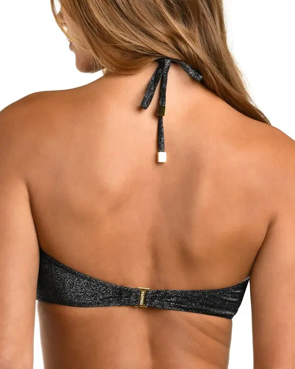 L'Agence Krysta Sparkle Bandeau Bikini Top - Black