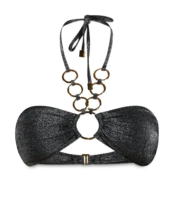 L'Agence Krysta Sparkle Bandeau Bikini Top - Black