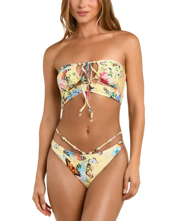 L'Agence Sirena Garden Butterflies Halter Bikini Top - Multi