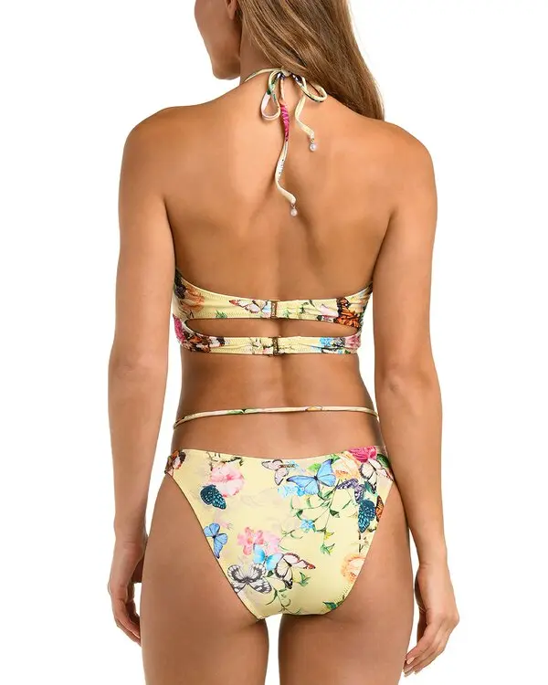 L'Agence Sirena Garden Butterflies Halter Bikini Top - Multi