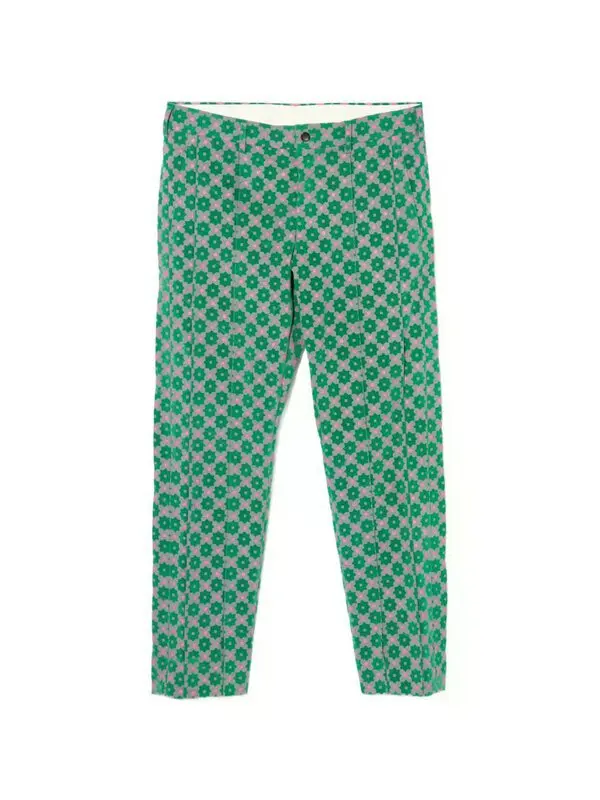 Comme Des Garçons Floral-print Trousers - Green