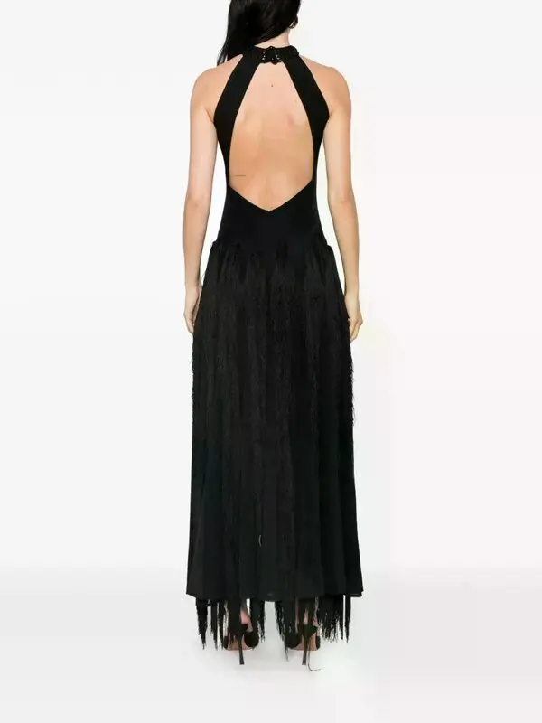 BLESS Tassel Crocheted Maxi Dress - Black