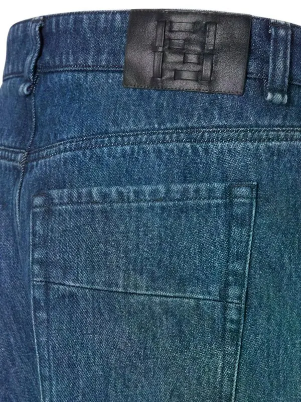 Fendi Five-pocket Jeans With Leather Patch - Blue