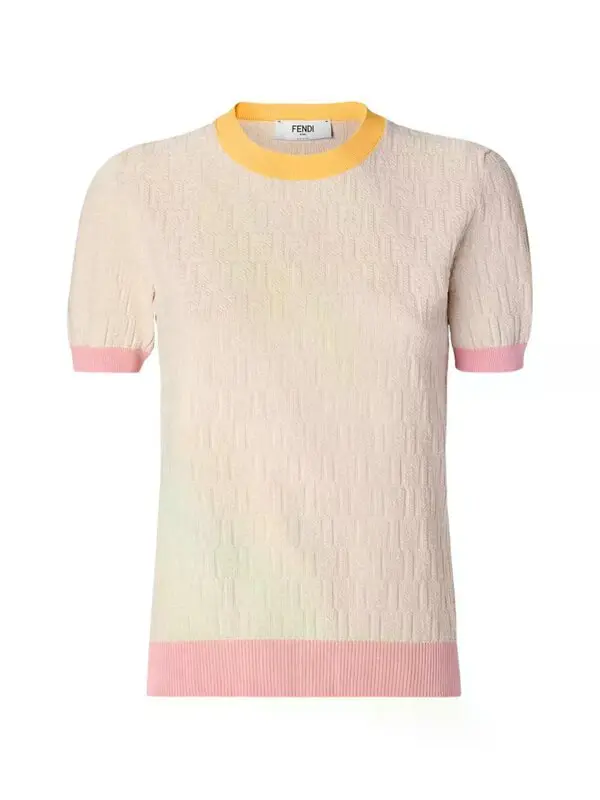 Fendi Textured Knit T-shirt - Neutrals