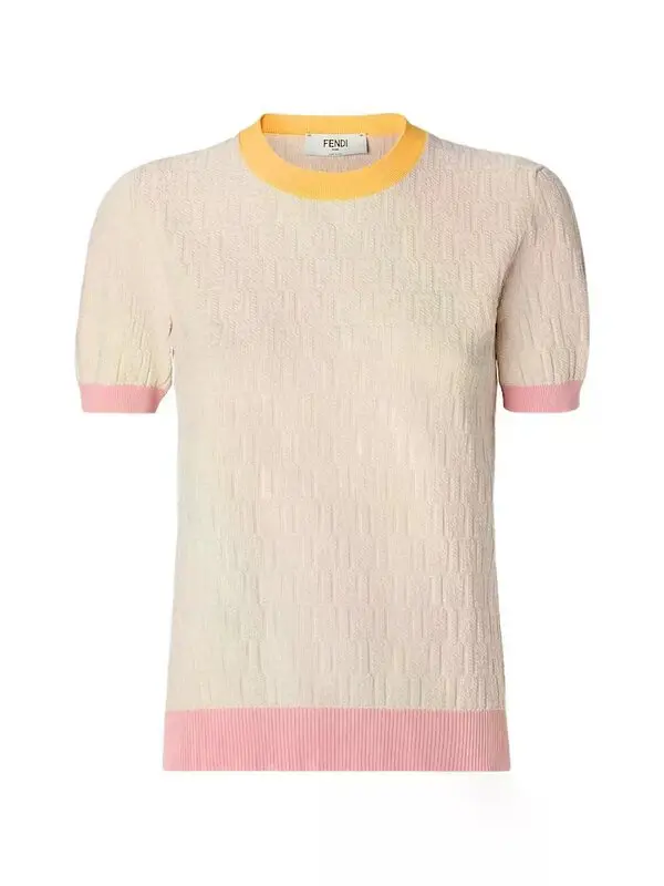 Fendi Textured Knit T-shirt - Neutrals