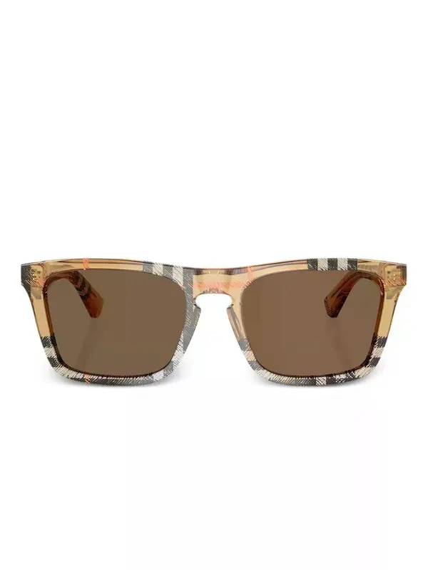 Burberry Checked Square-frame Sunglasses - Neutrals