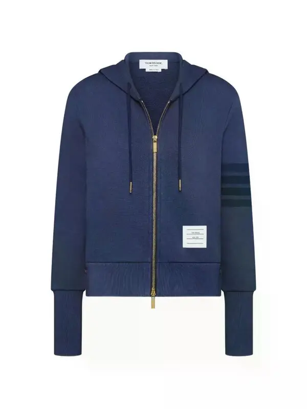 Thom Browne Loopback 4-bar Shrunken Hoodie - Blue