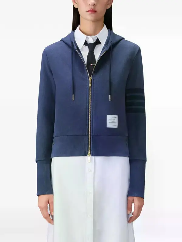 Thom Browne Loopback 4-bar Shrunken Hoodie - Blue