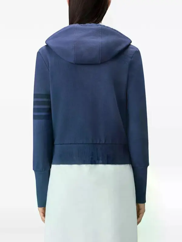 Thom Browne Loopback 4-bar Shrunken Hoodie - Blue
