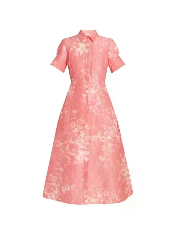 Erdem Floral-print Shirt Midi Dress - Pink