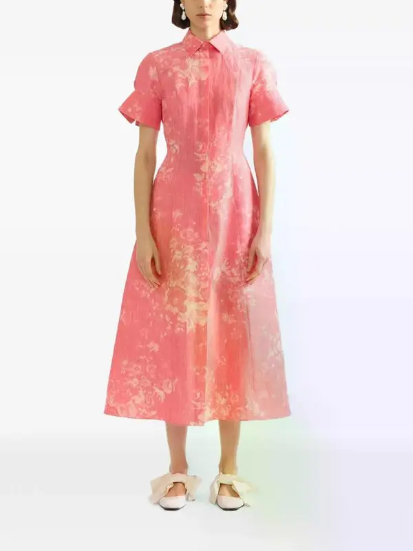 Erdem Floral-print Shirt Midi Dress - Pink