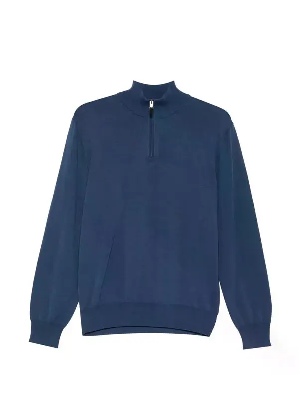 Canali Zip-neck Sweater - Blue
