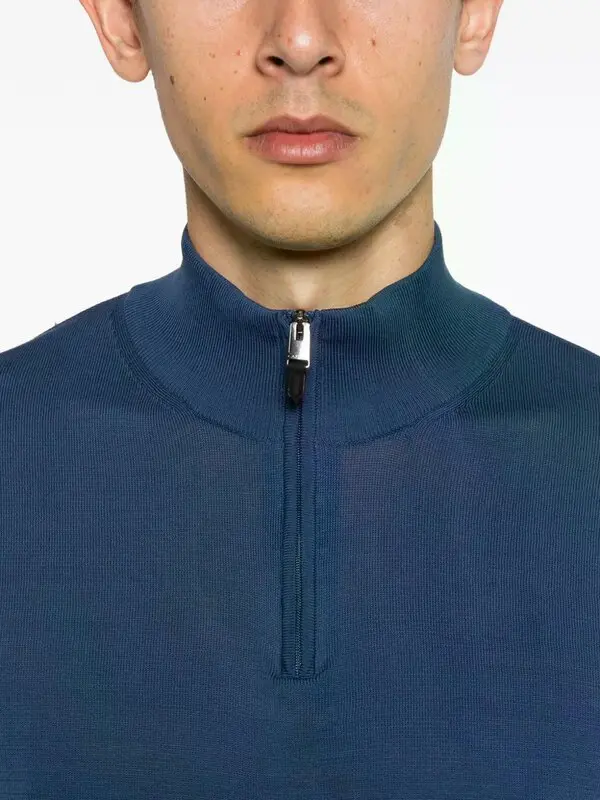 Canali Zip-neck Sweater - Blue
