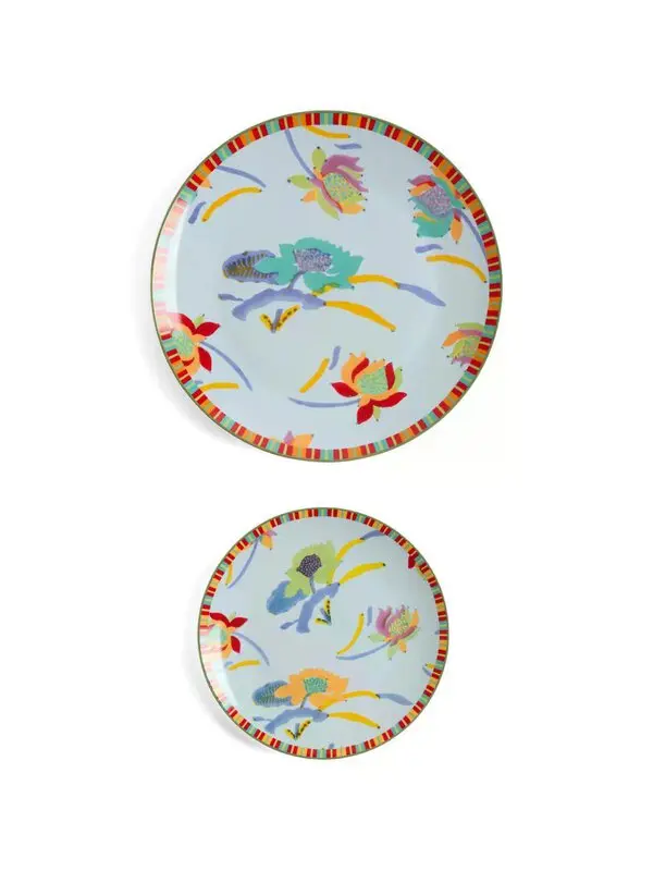 LISA CORTI Floral Plates - Blue