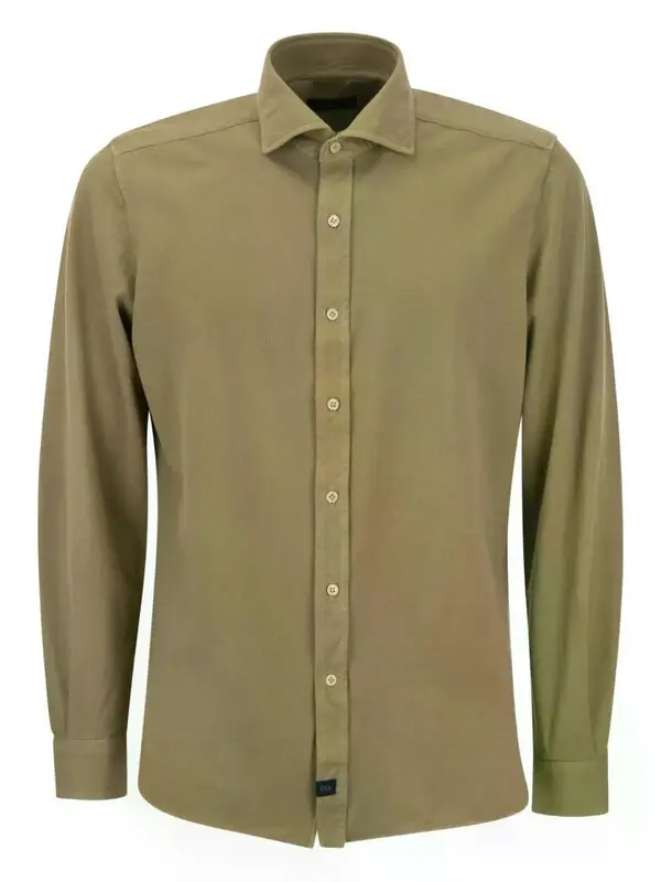 FAY French-collar Cotton Shirt - Green