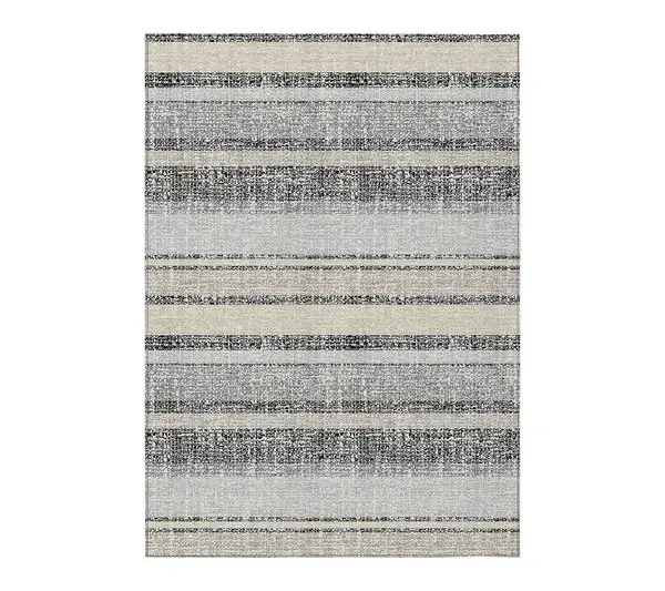 HOMEROOTS 3' X 5' Black Silver Striped Washable Outdoor Rug - One-color