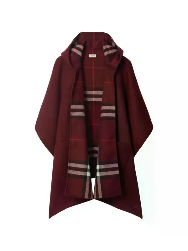 Burberry Cashmere Hooded Cape With Embroidered Equestrian Knight Design