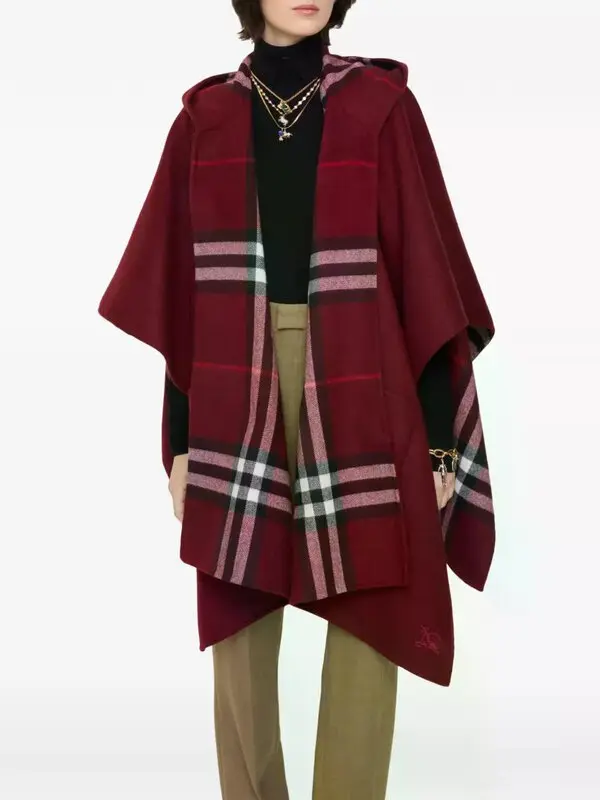 Burberry Cashmere Hooded Cape With Embroidered Equestrian Knight Design