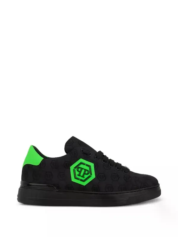 Philipp Plein Monogram Jacquard Low Top Sneakers - Black
