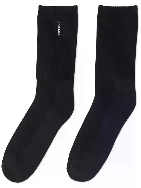 Sandro Logo Embroidered Socks - Black