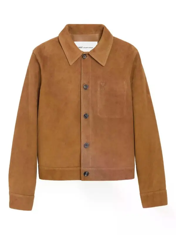 AMI Paris Suede Buttoned Jacket - Brown