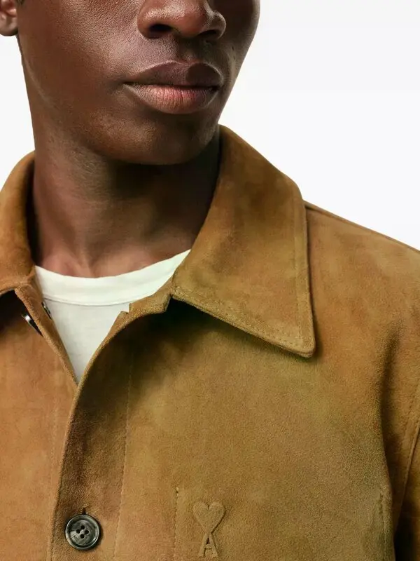 AMI Paris Suede Buttoned Jacket - Brown