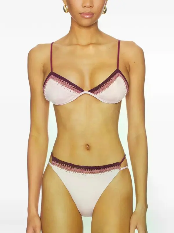 LESLIE AMON Garis Trimmed Bikini Top