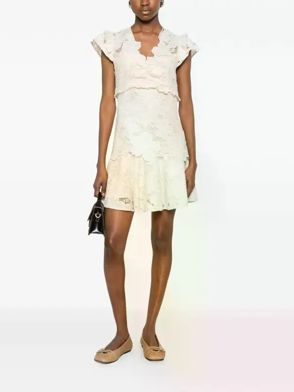 Sandro Mini Guipure Lace Dress - Neutrals