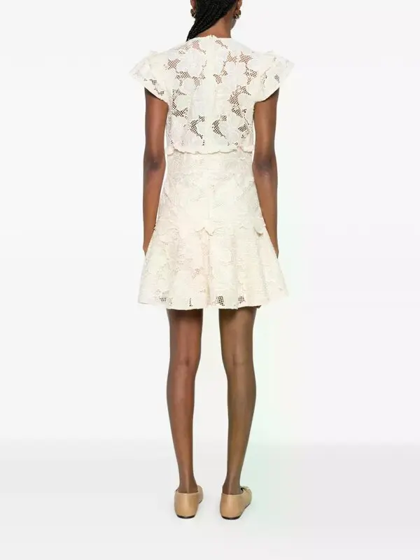 Sandro Mini Guipure Lace Dress - Neutrals