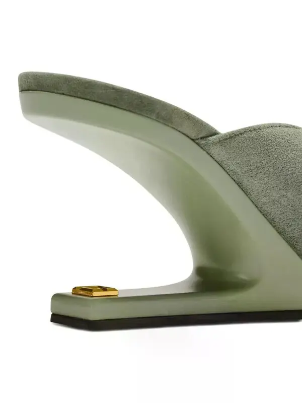 Balmain Suede Open-toe Mules - Green