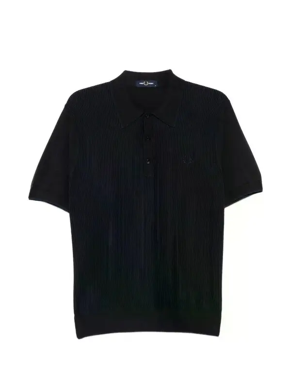 Fred Perry Tonic Waffle Polo Shirt - Black