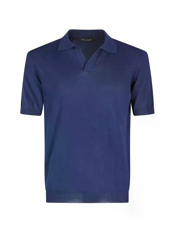 Tagliatore V-neck Short-sleeve Polo Shirt - Blue