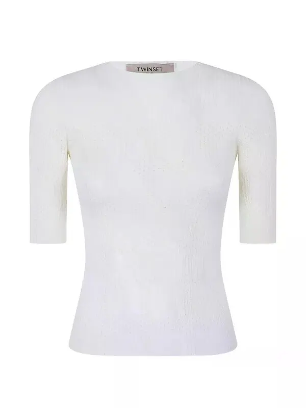 TWINSET Ribbed Knitted Top - White