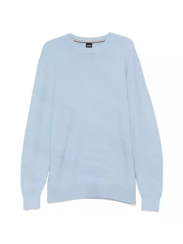 BOSS Textured Crew Neck Sweater - Blue