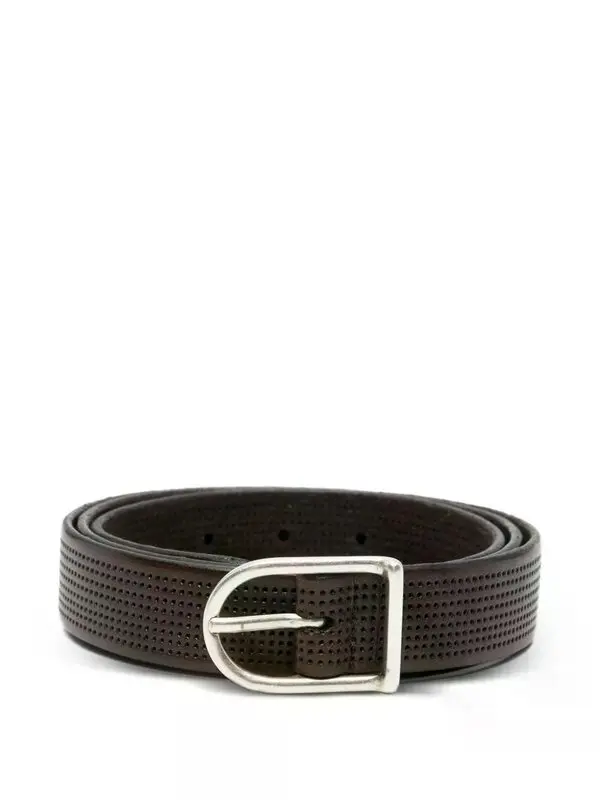 DELL'OGLIO Perforated Leather Belt - Brown