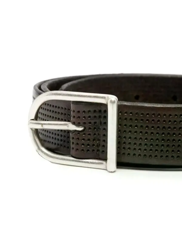 DELL'OGLIO Perforated Leather Belt - Brown