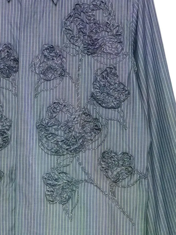 TAAKK Floral-embroidered Shirt - Blue