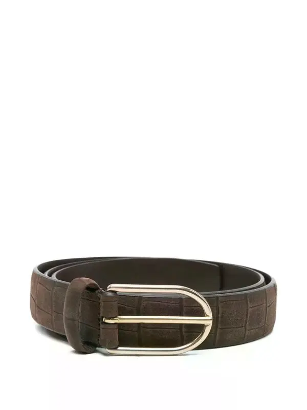 DELL'OGLIO Crocodile-effect Belt - Brown