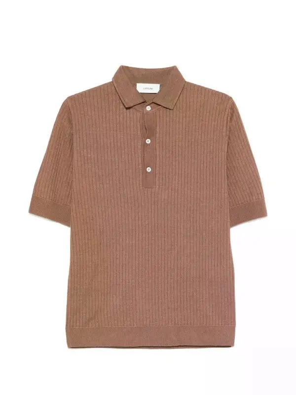LARDINI Ribbed Polo Shirt - Brown