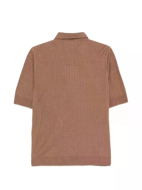 LARDINI Ribbed Polo Shirt - Brown