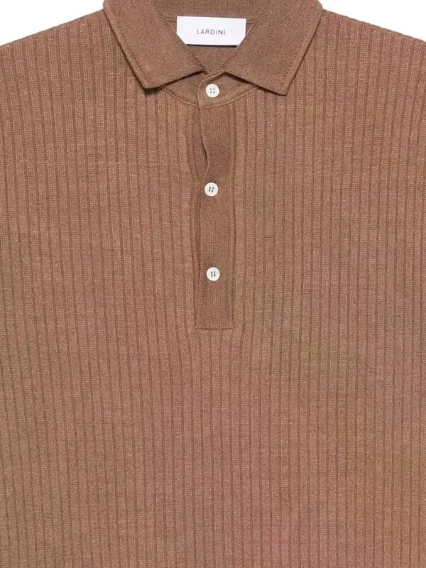 LARDINI Ribbed Polo Shirt - Brown