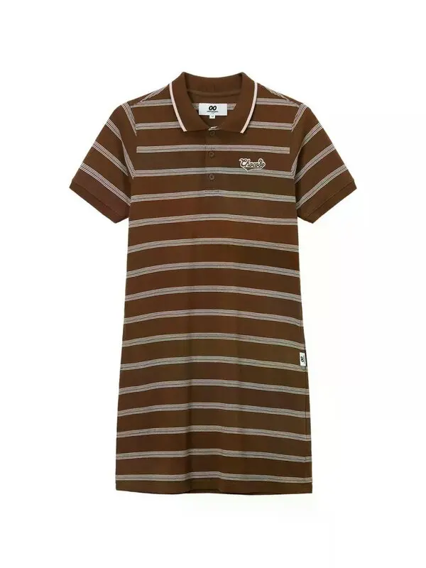 CHOCOOLATE Striped Polo Shirt Dress - Brown