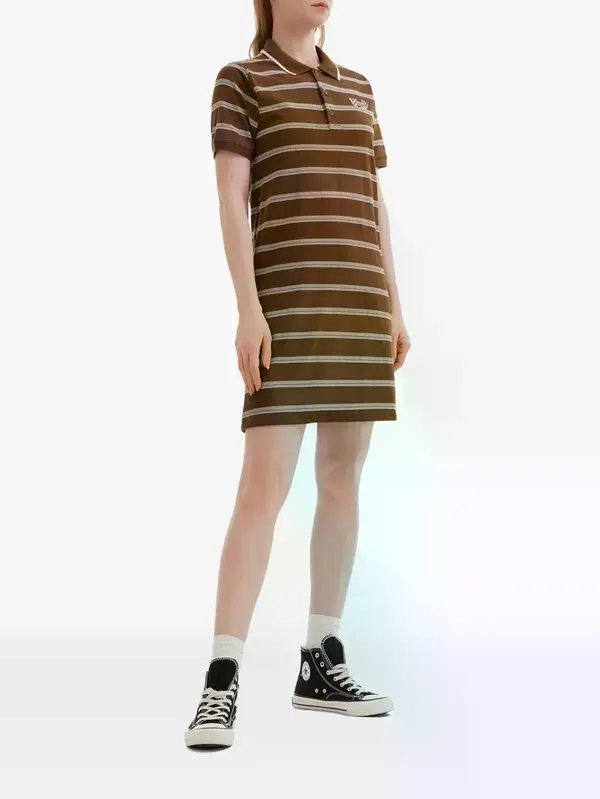 CHOCOOLATE Striped Polo Shirt Dress - Brown